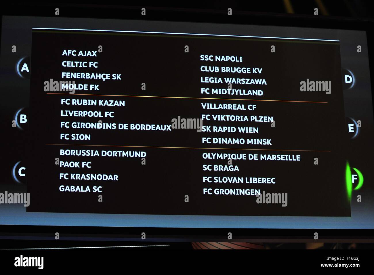 Monaco, Monaco. 28th Aug, 2015. UEFA Europe League Draws 2015 - 16 at ...