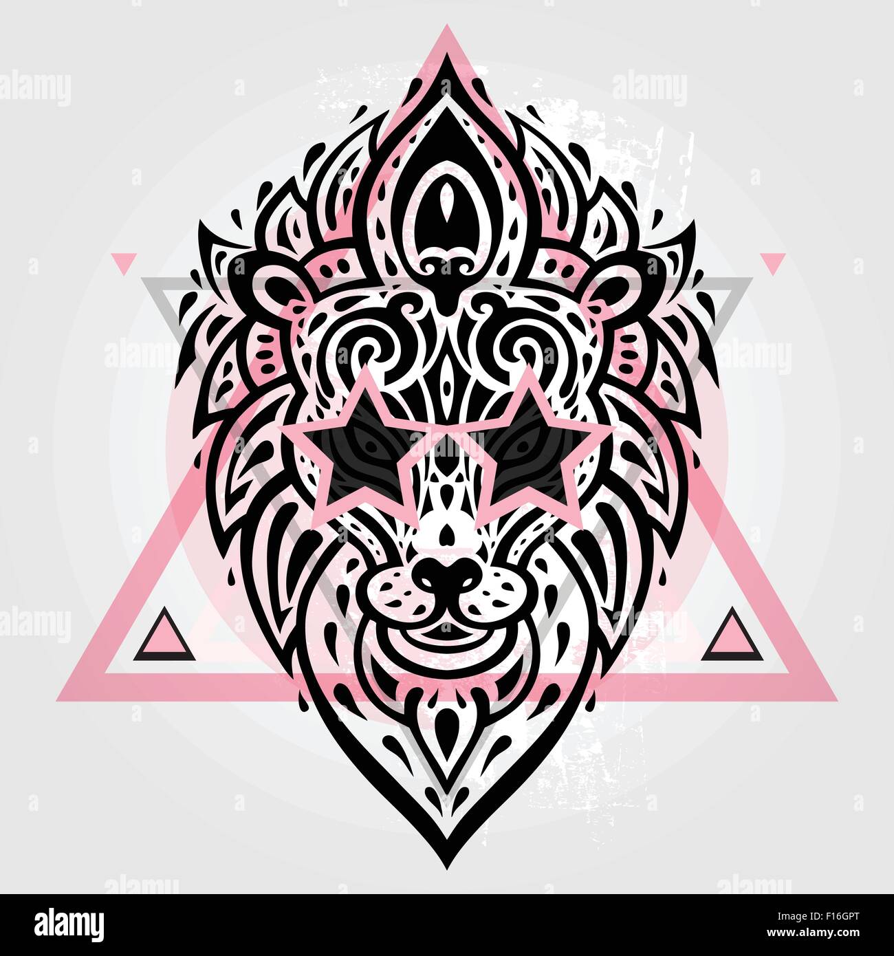 Lions head tribal pattern hi-res stock photography and images - Alamy