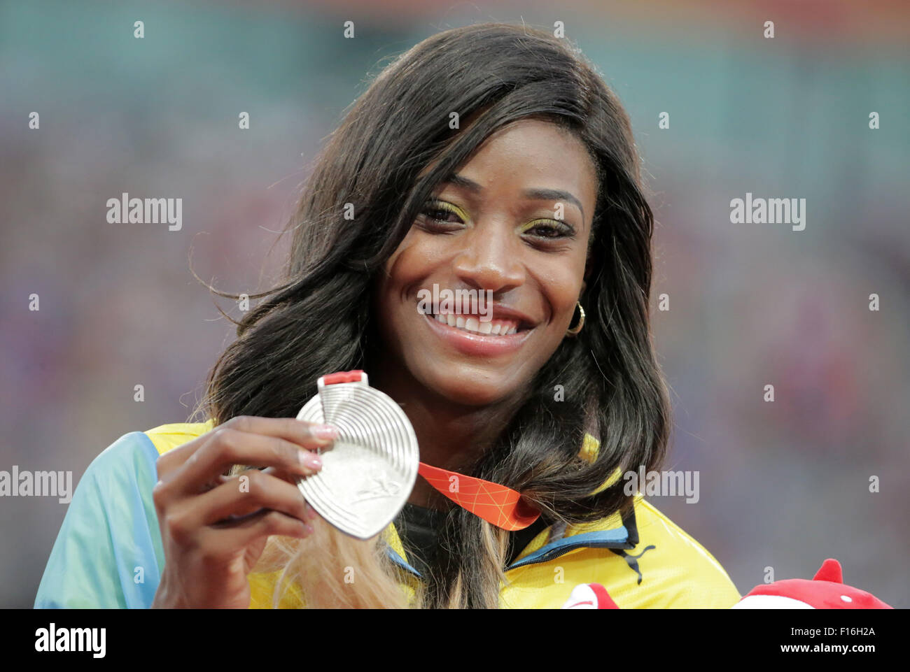 Beijing, China. 28th Aug, 2015. Shaunae Miller of Bahamas poses with ...