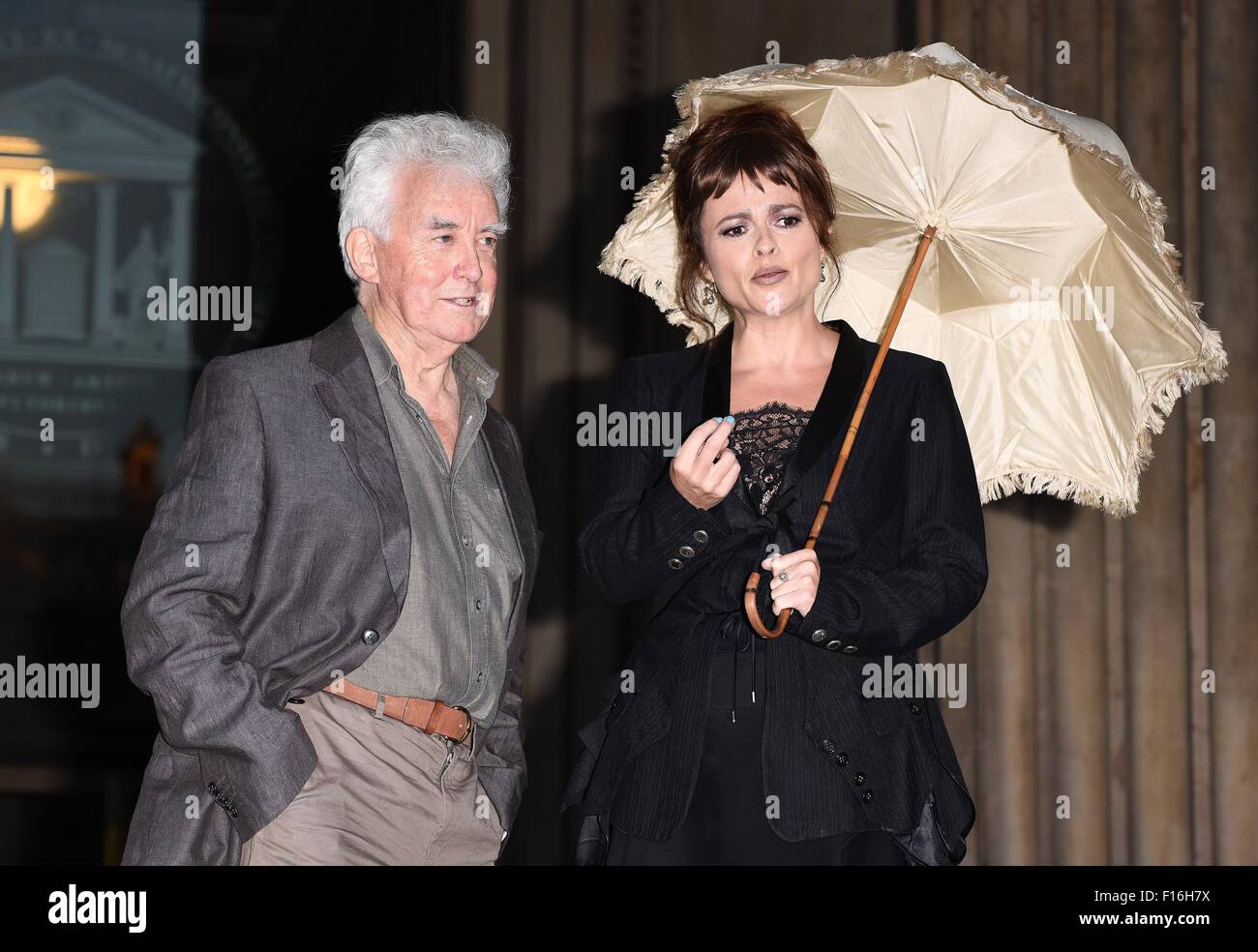 London, UK. 27th August, 2015. John Bright and Helena Bonham Carter ...