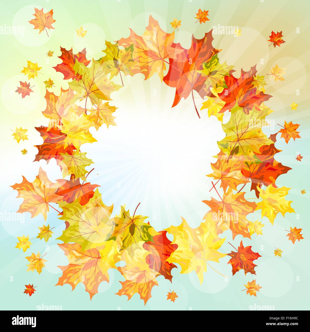 Autumn Frame With Falling Maple Leaves on Sky Background Stock Vector ...