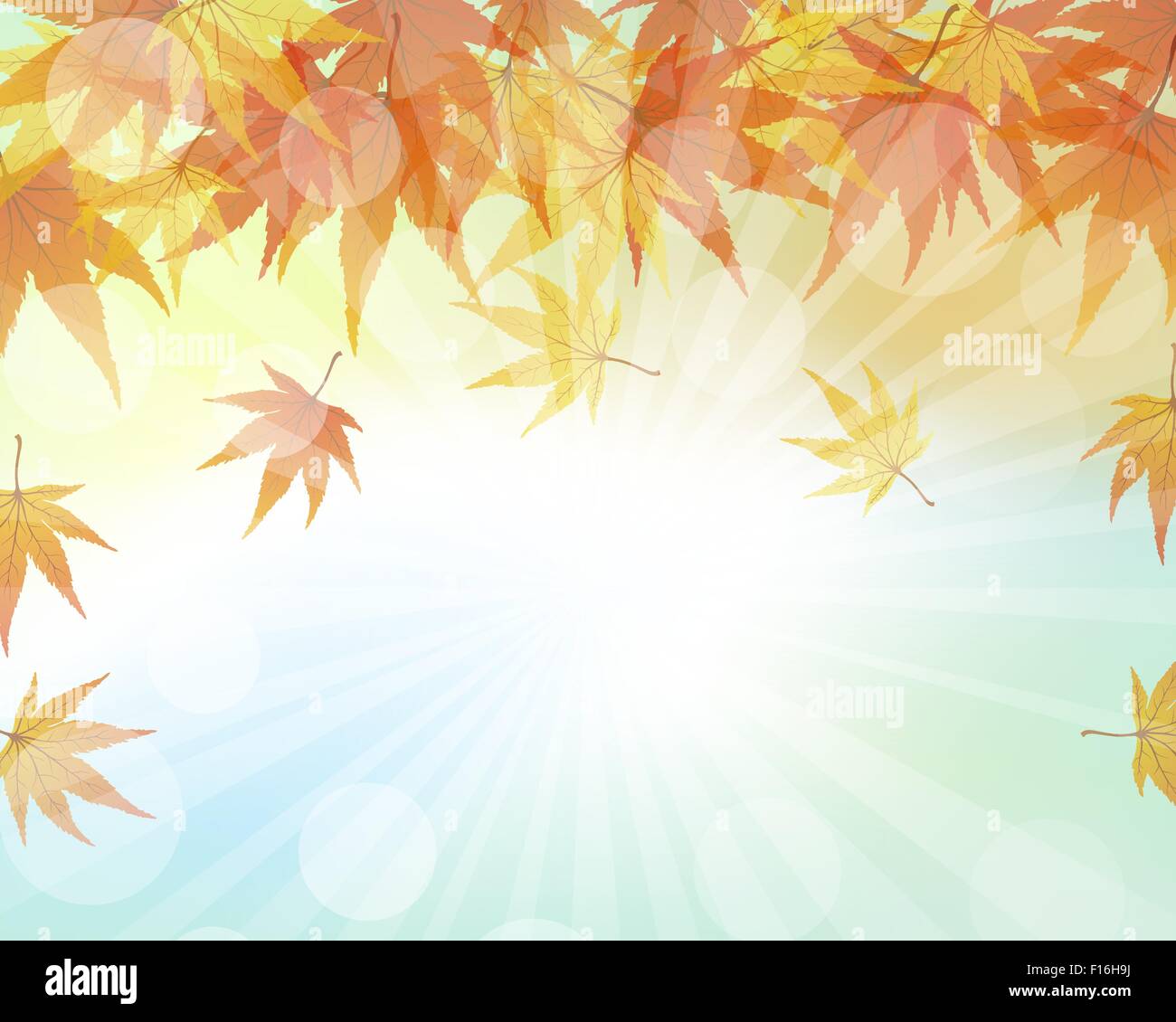Autumn Frame With Falling Maple Leaves on Sky Background Stock Vector ...