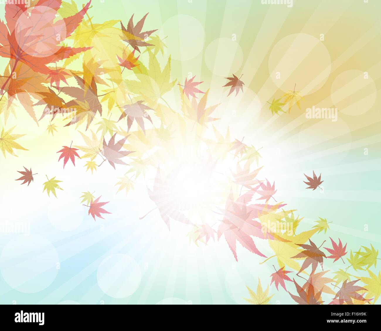 Autumn Frame With Falling Maple Leaves on Sky Background Stock Vector ...
