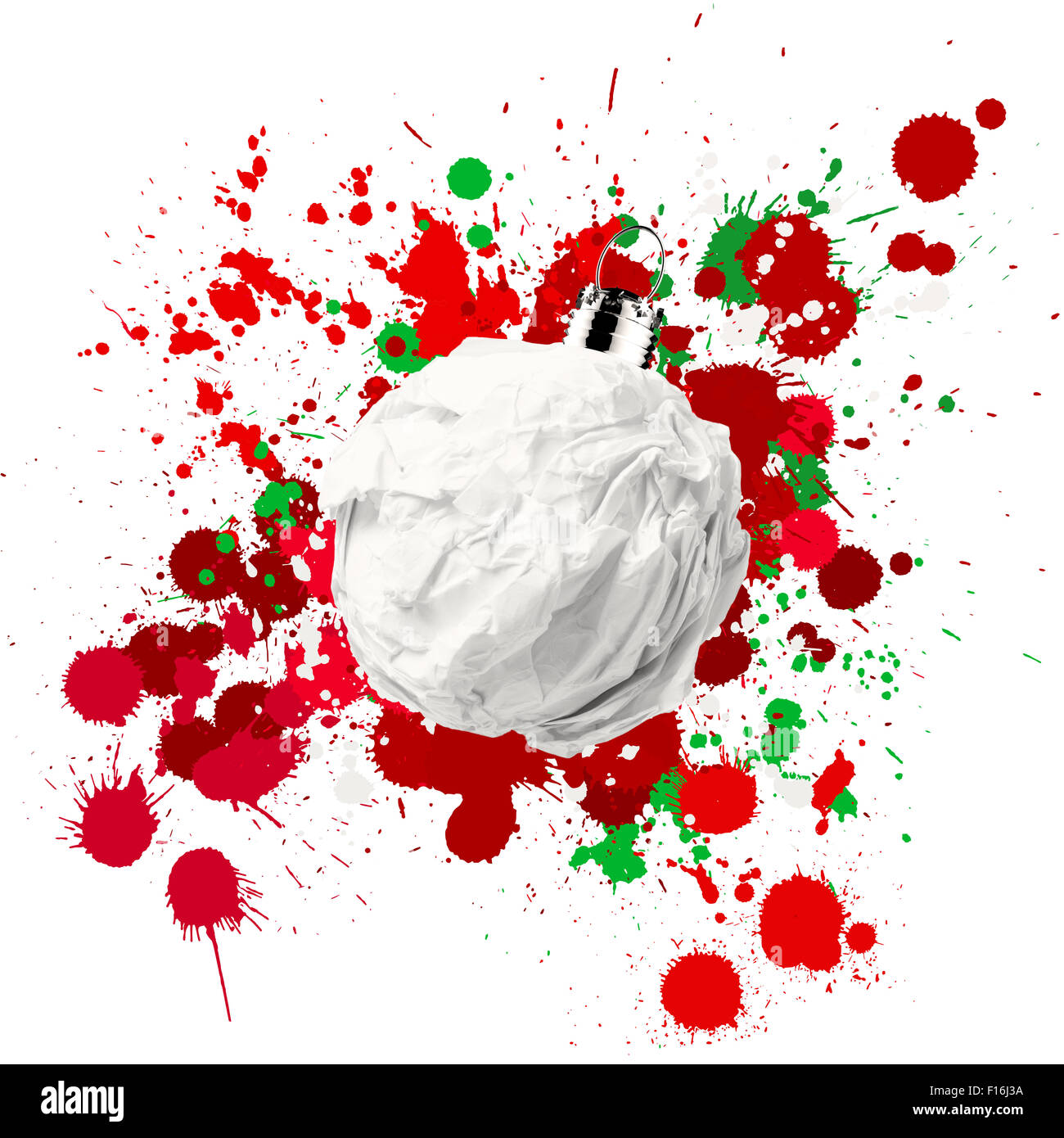 crumpled paper Christmas ornament on splash background Stock Photo - Alamy