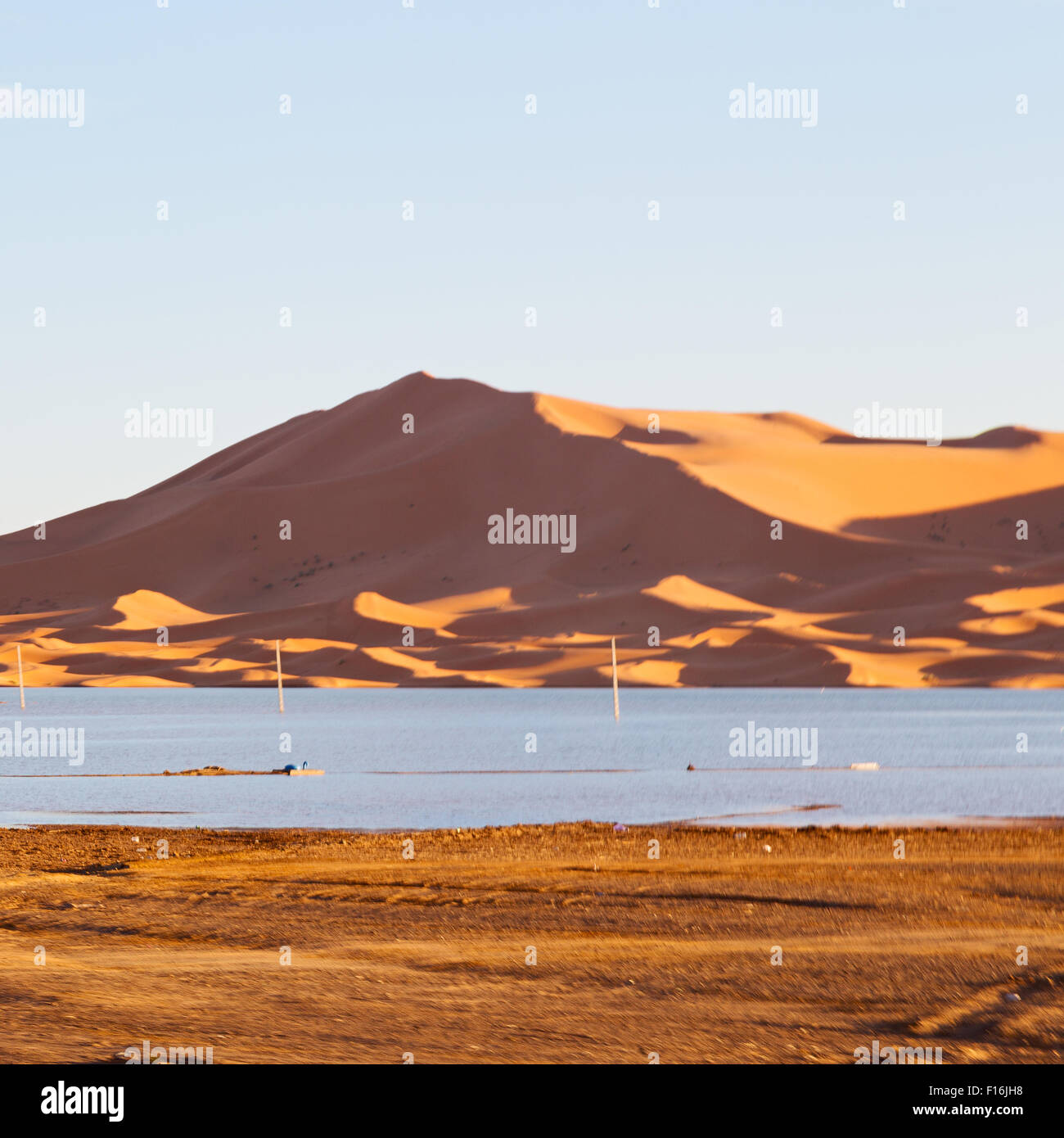 sunshine in the desert of morocco sand and lake dune Stock Photo - Alamy