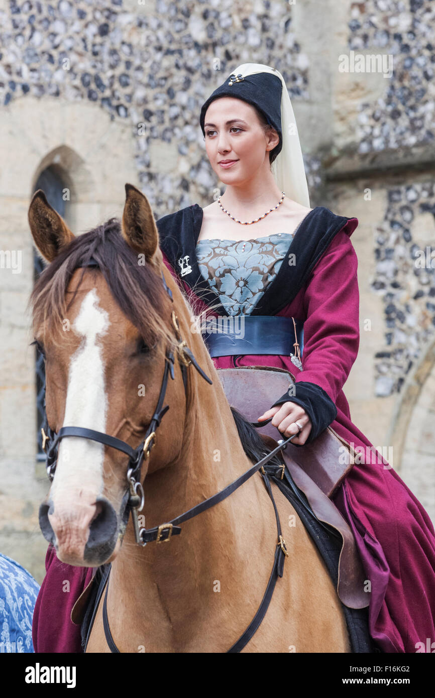 England, West Sussex, Arundel, Arundel Castle, Lady in Medieval Costume ...