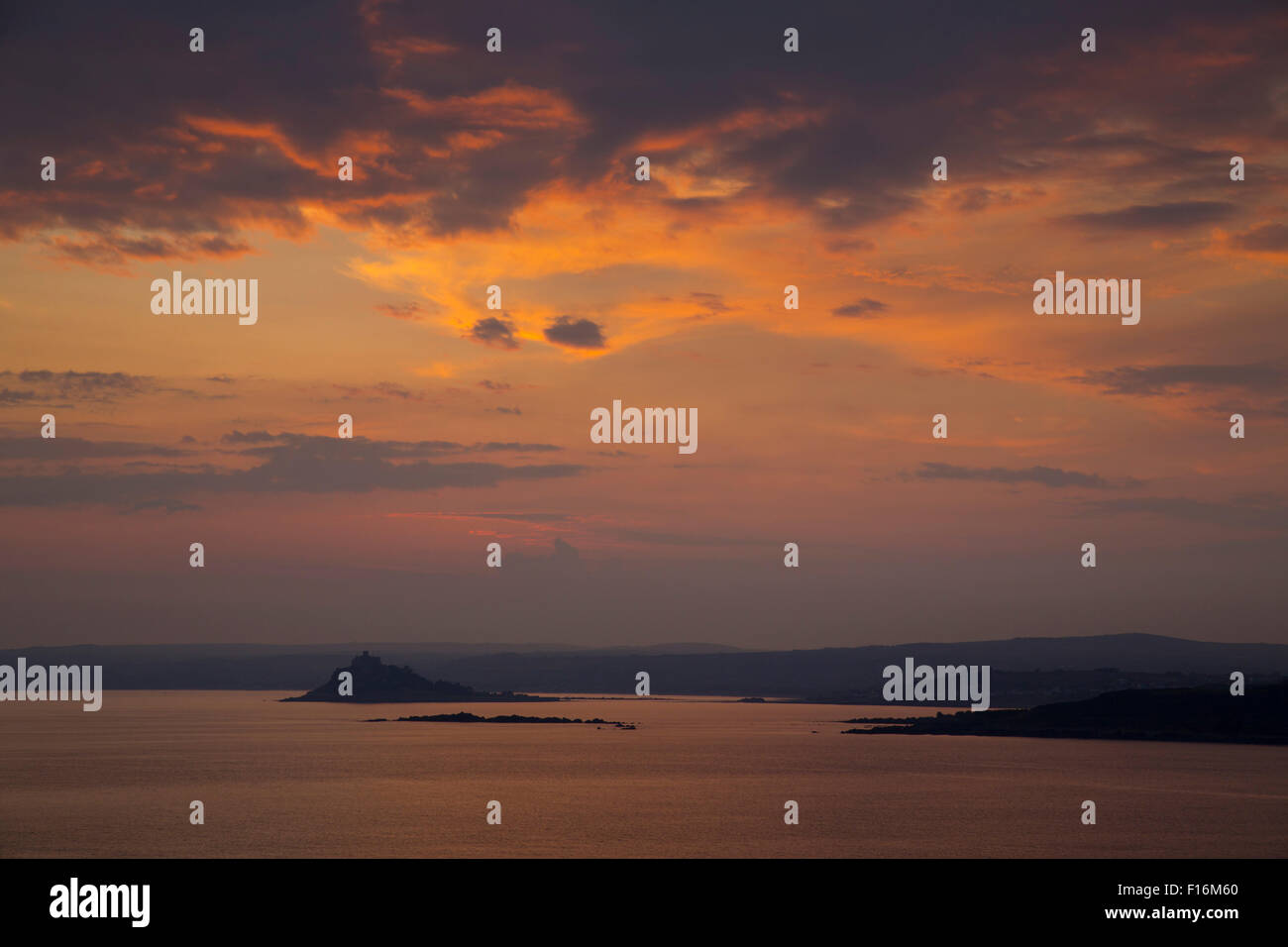 St Michael's Mount; Sunset From Cudden Point; Cornwall; UK Stock Photo ...
