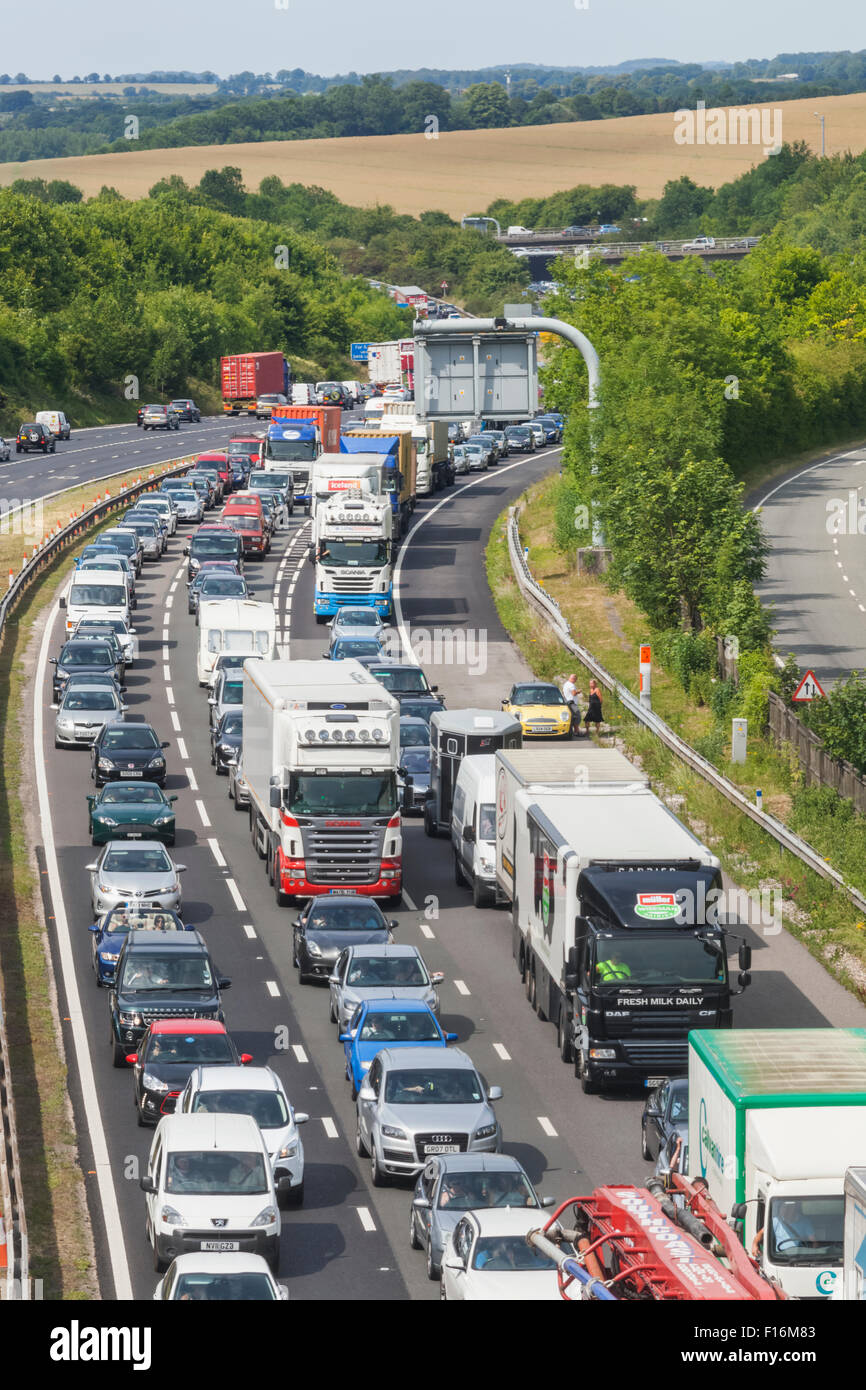 England, Hampshire, Motorway Traffic Jam Stock Photo - Alamy