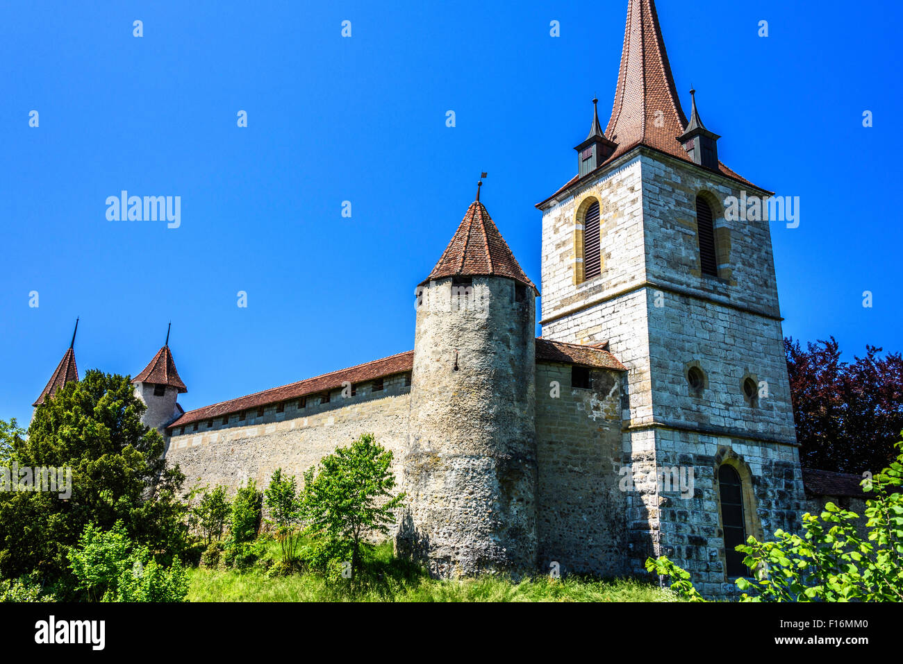 Views around Murten on the shores of Murtensee, Switzerland Stock Photo ...