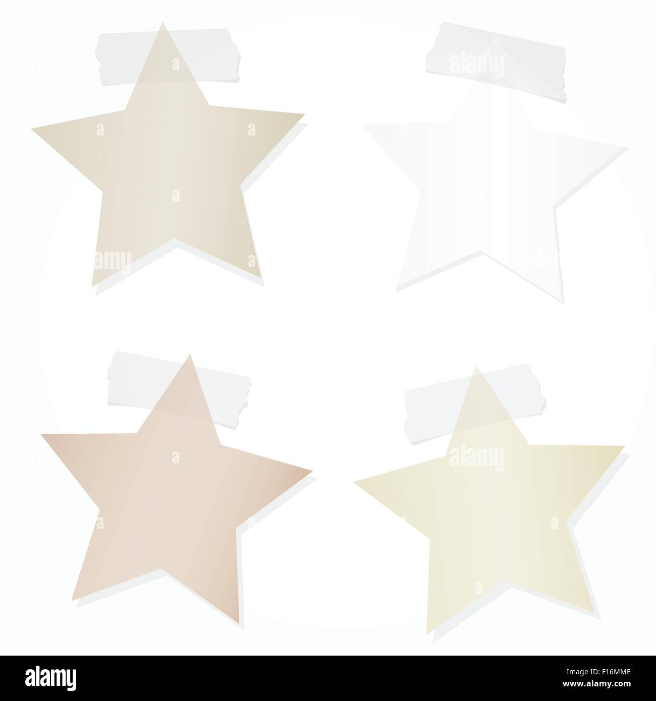 Set of stars note paper with sticky, adhesive tape on white background ...