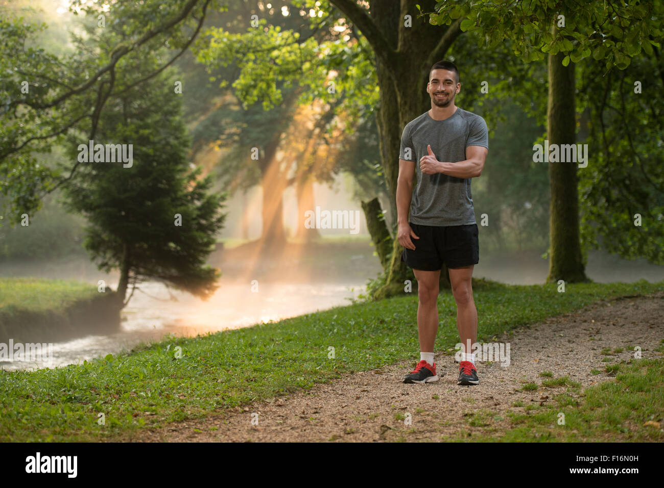 Portrait Of Young Man Doing Outdoor Activity Running Stock Photo - Alamy