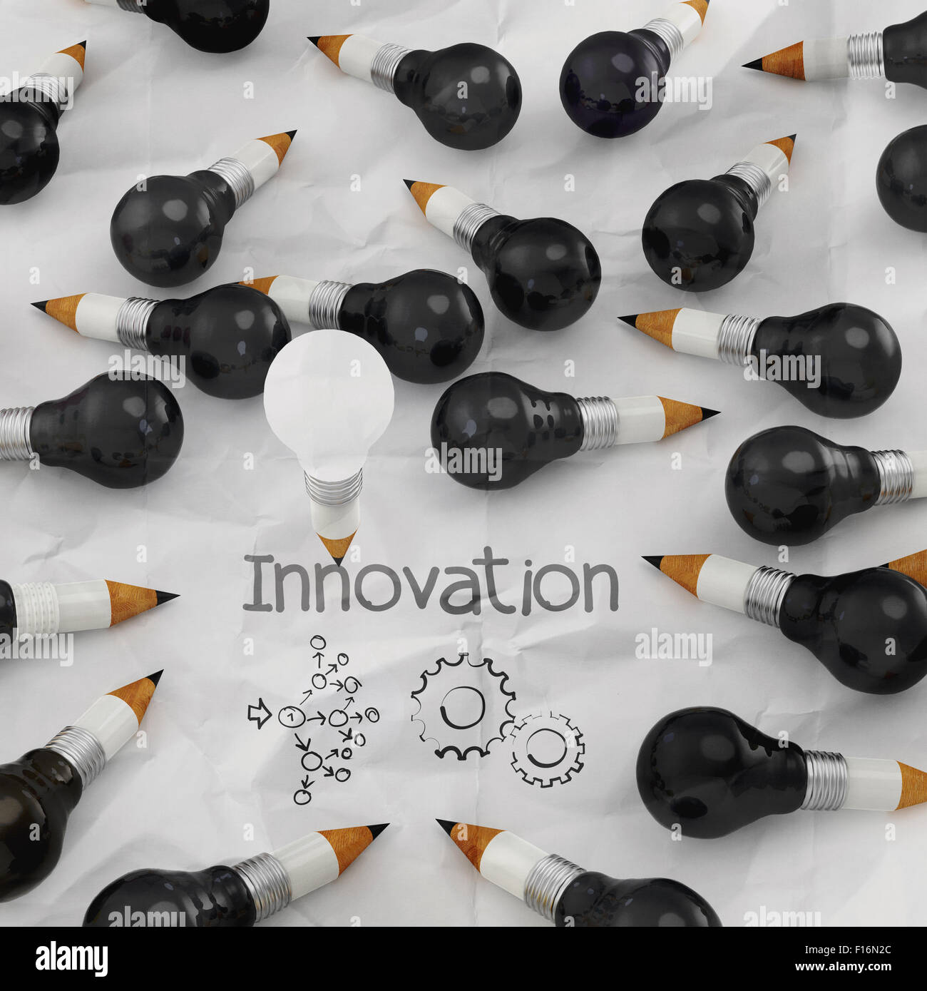 drawing idea pencil and light bulb concept creative with innovation on ...