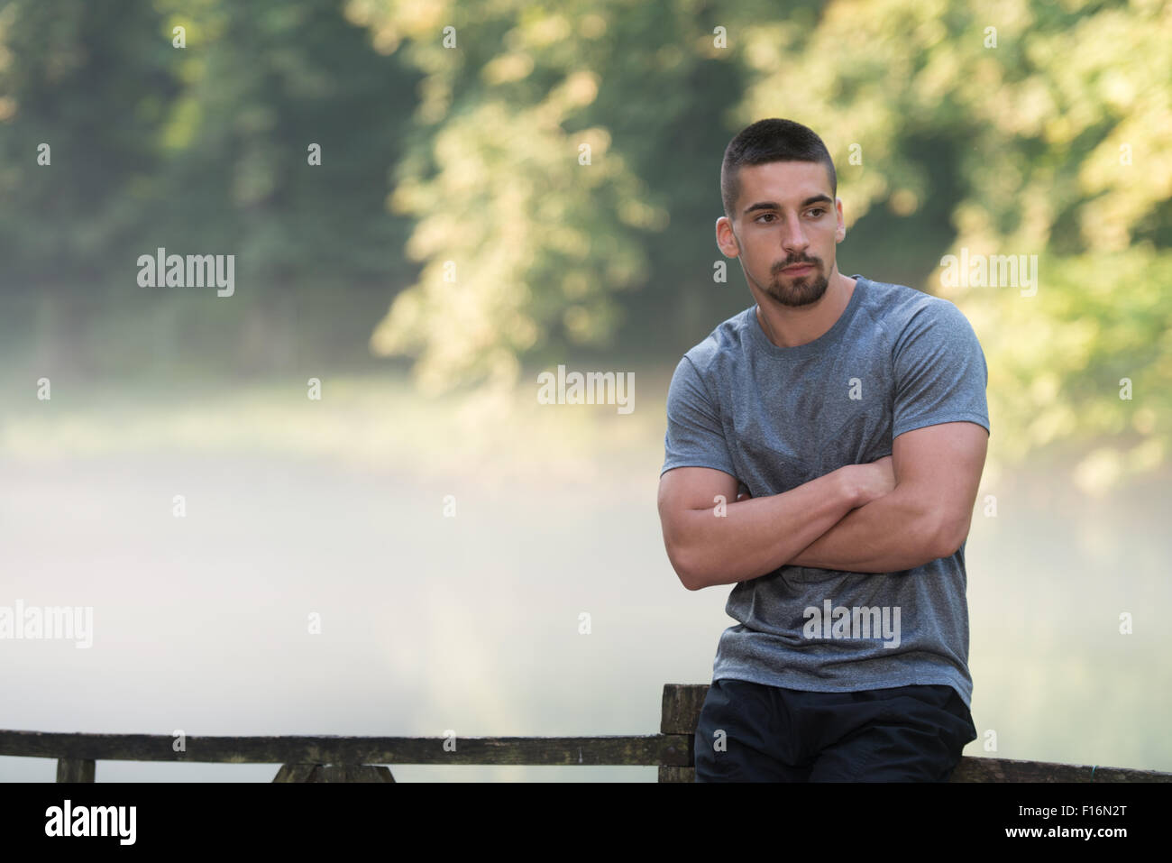 Portrait Of Young Man Doing Outdoor Activity Running Stock Photo - Alamy