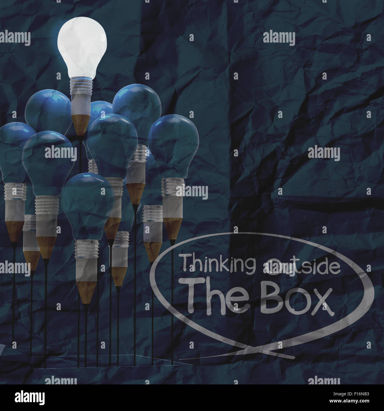 drawing idea pencil and light bulb concept think outside the box as ...