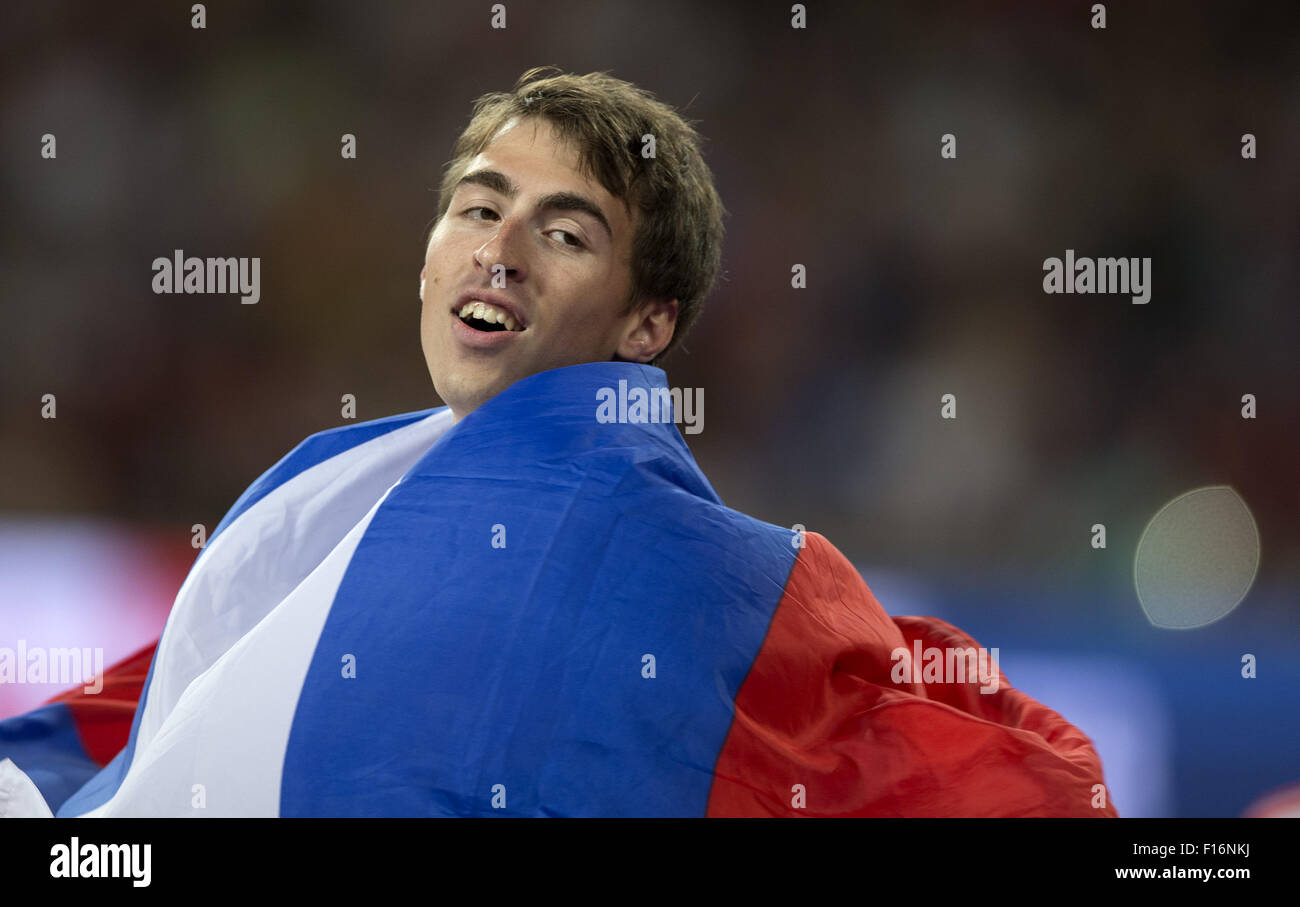 Beijing, China. 28th Aug, 2015. Sergey Shubenkov of Russia celebrates ...