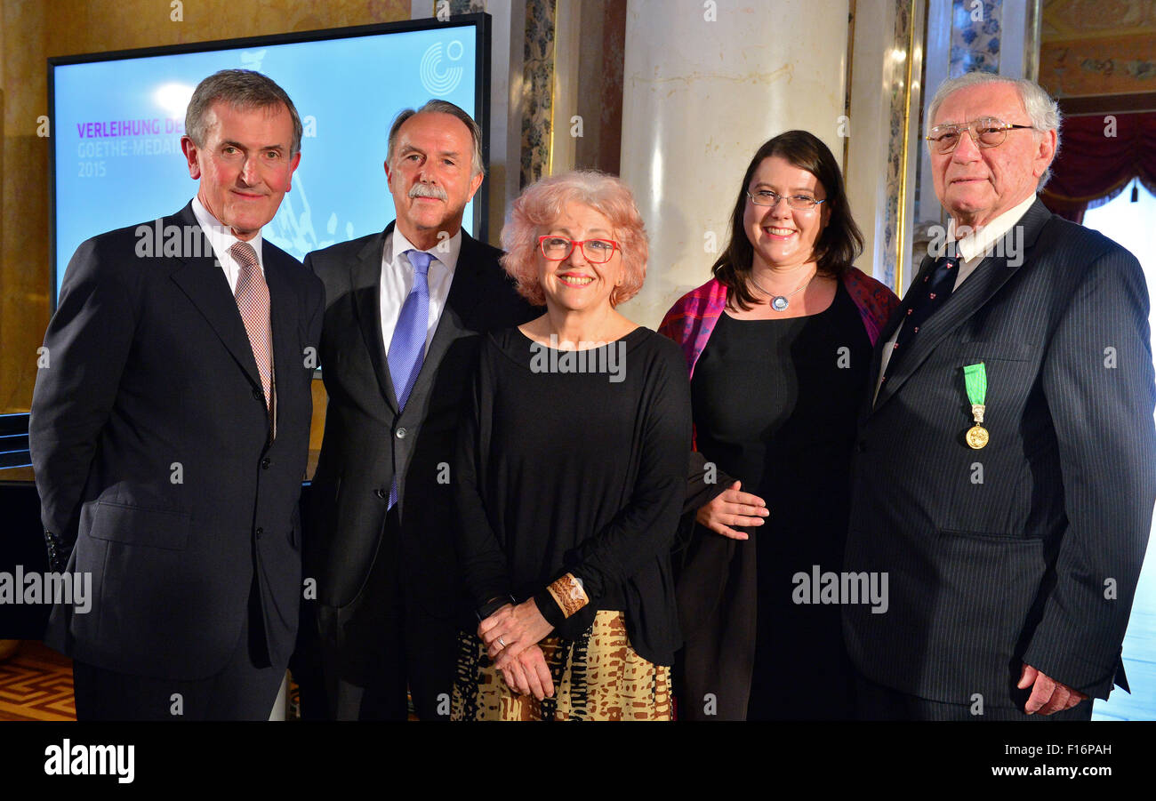 The winners of the Goethe Medals 2015, Neil MacGregor (L, 68), British ...