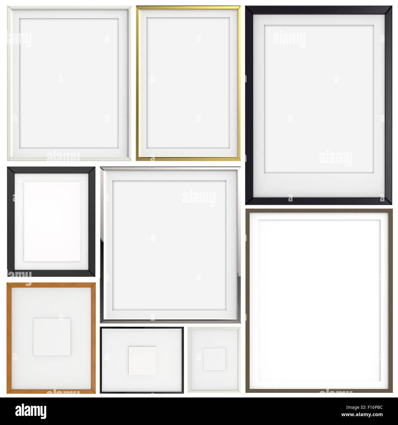 set of blank modern 3d frame on texture background as concept Stock ...
