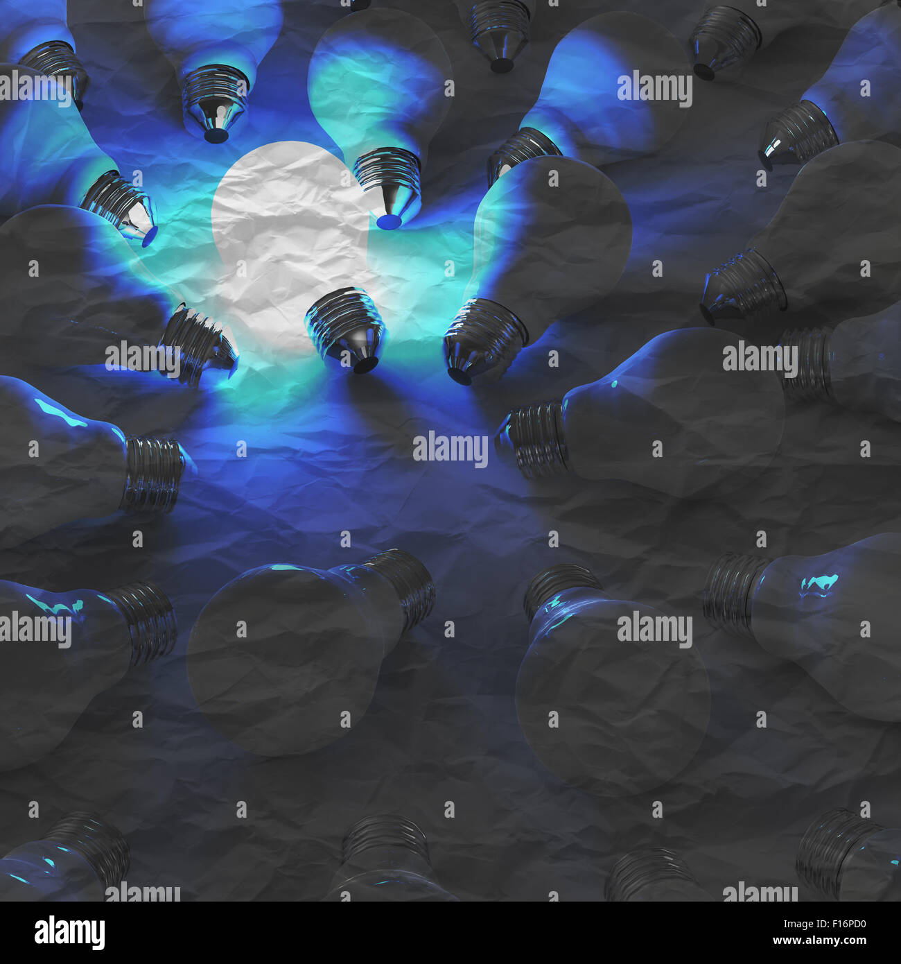 light bulb 3d on crumpled paper background Stock Photo - Alamy