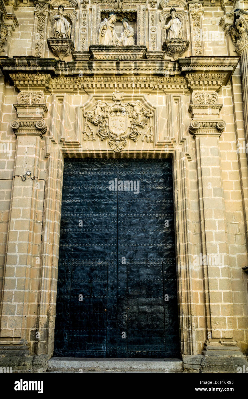 The closed door to the cathedral in Jerez de la Frontera, Spain Stock ...
