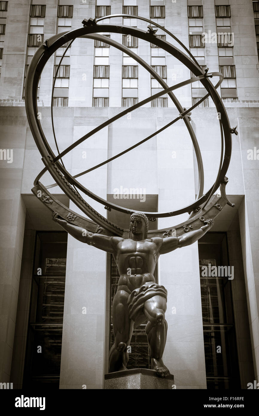 Atlas statue in front of Rockefeller Center in New York City Stock ...