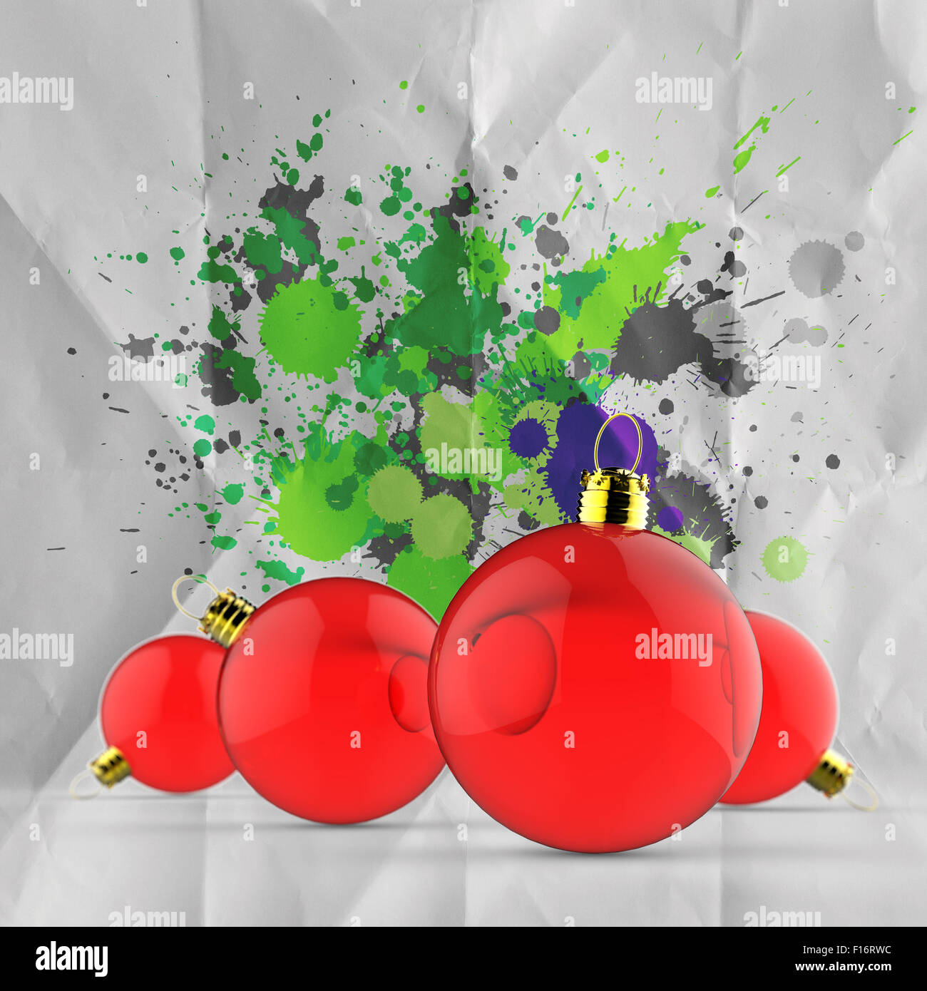 Christmas balls as vintage style on crumpled paper Stock Photo - Alamy