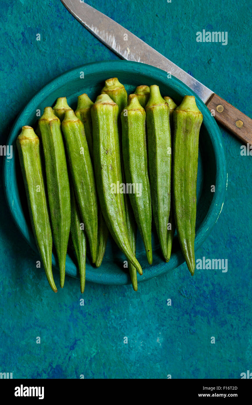 Okra ready to be cut Stock Photo - Alamy