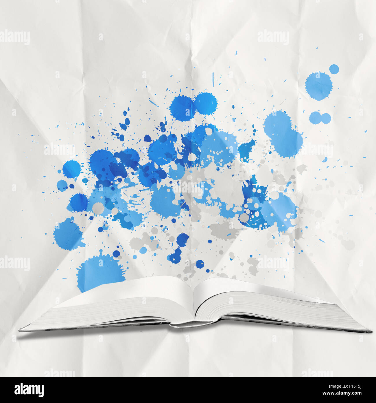 blank book and splash colors choice on crumpled paper as concept Stock ...