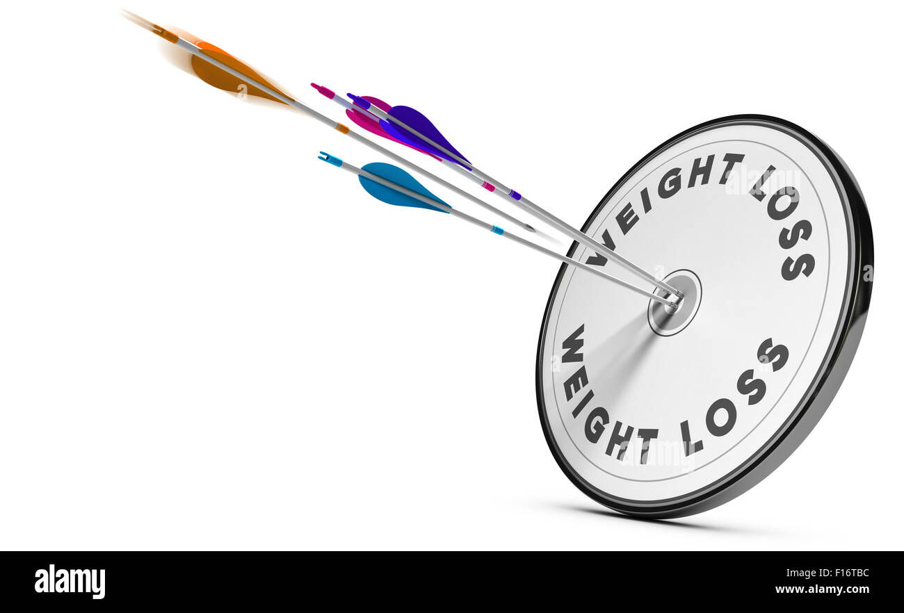 One target with the text weight loss and three arrows in the center ...