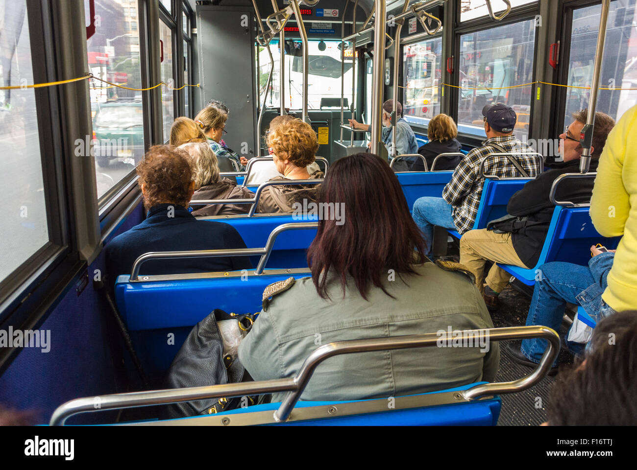 New York City, USA, Crowd of people urban public Sitting, Riding ...