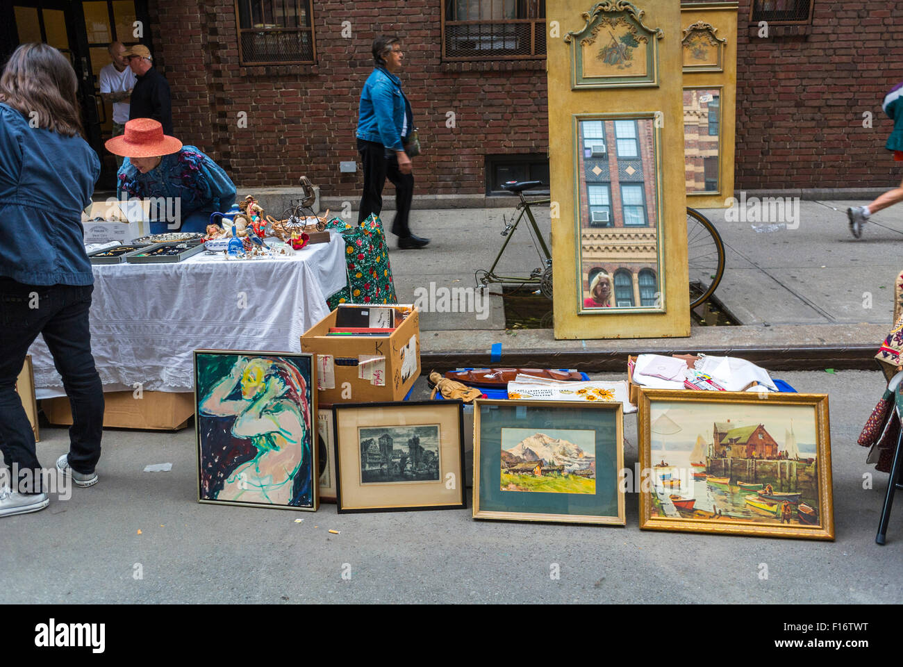 New York City, USA, Woman Working at Household nicknacks Stall, on ...