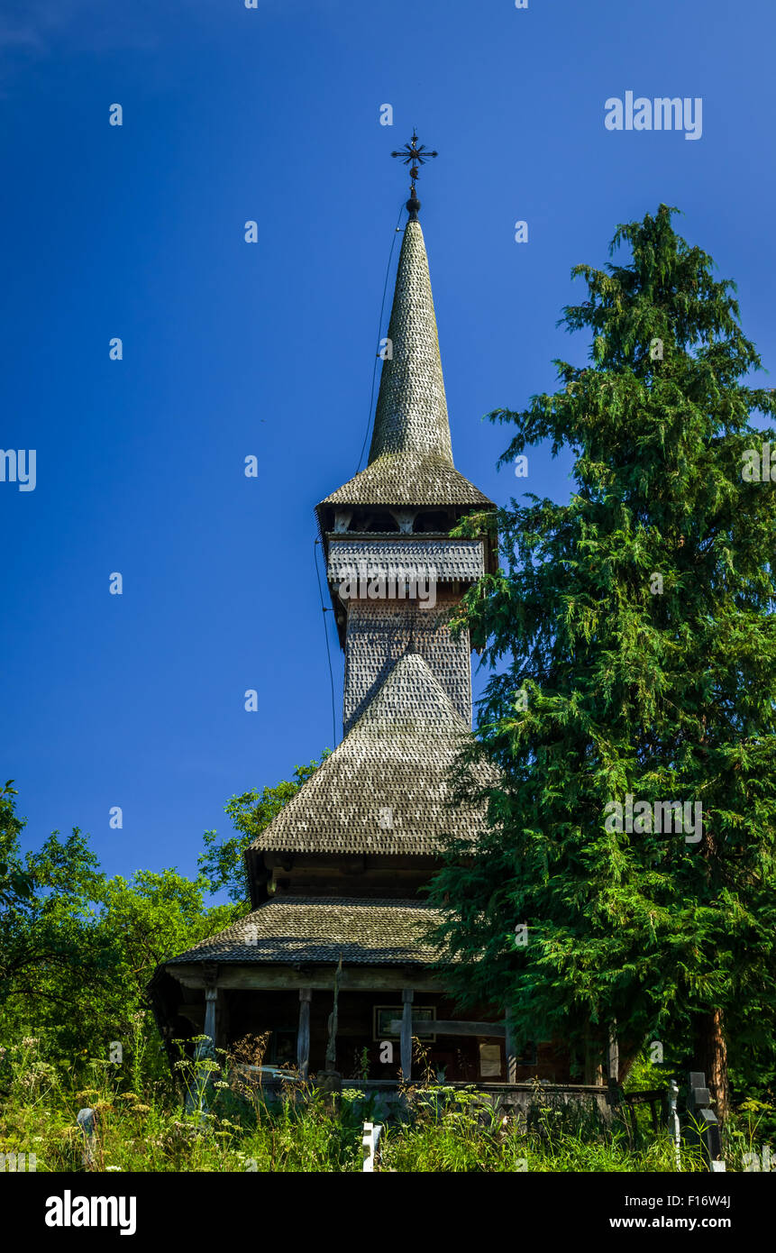 Traditional wooden church in Maramures area, Romania. Old wooden church ...
