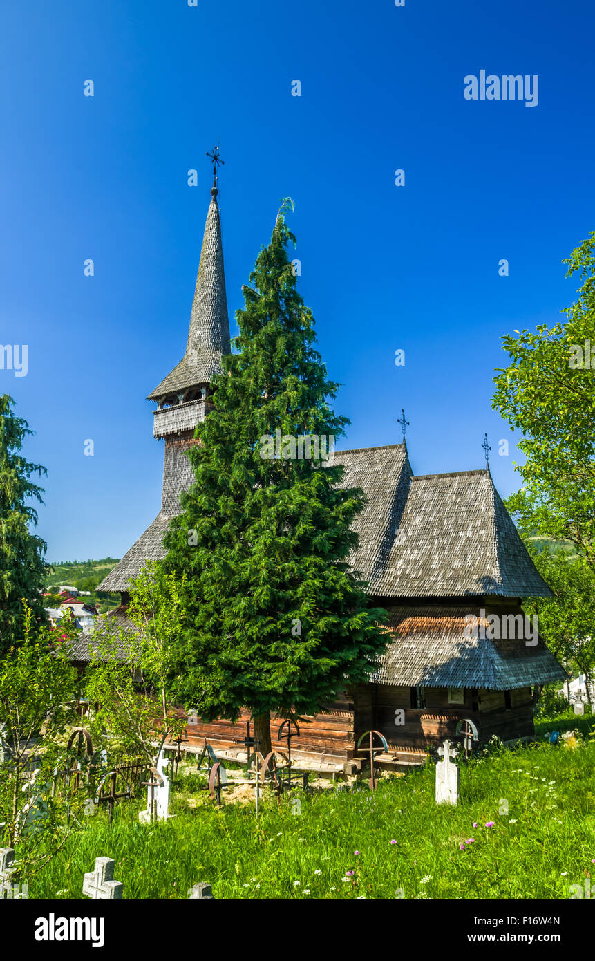 Traditional wooden church in Maramures area, Romania. Old wooden church ...