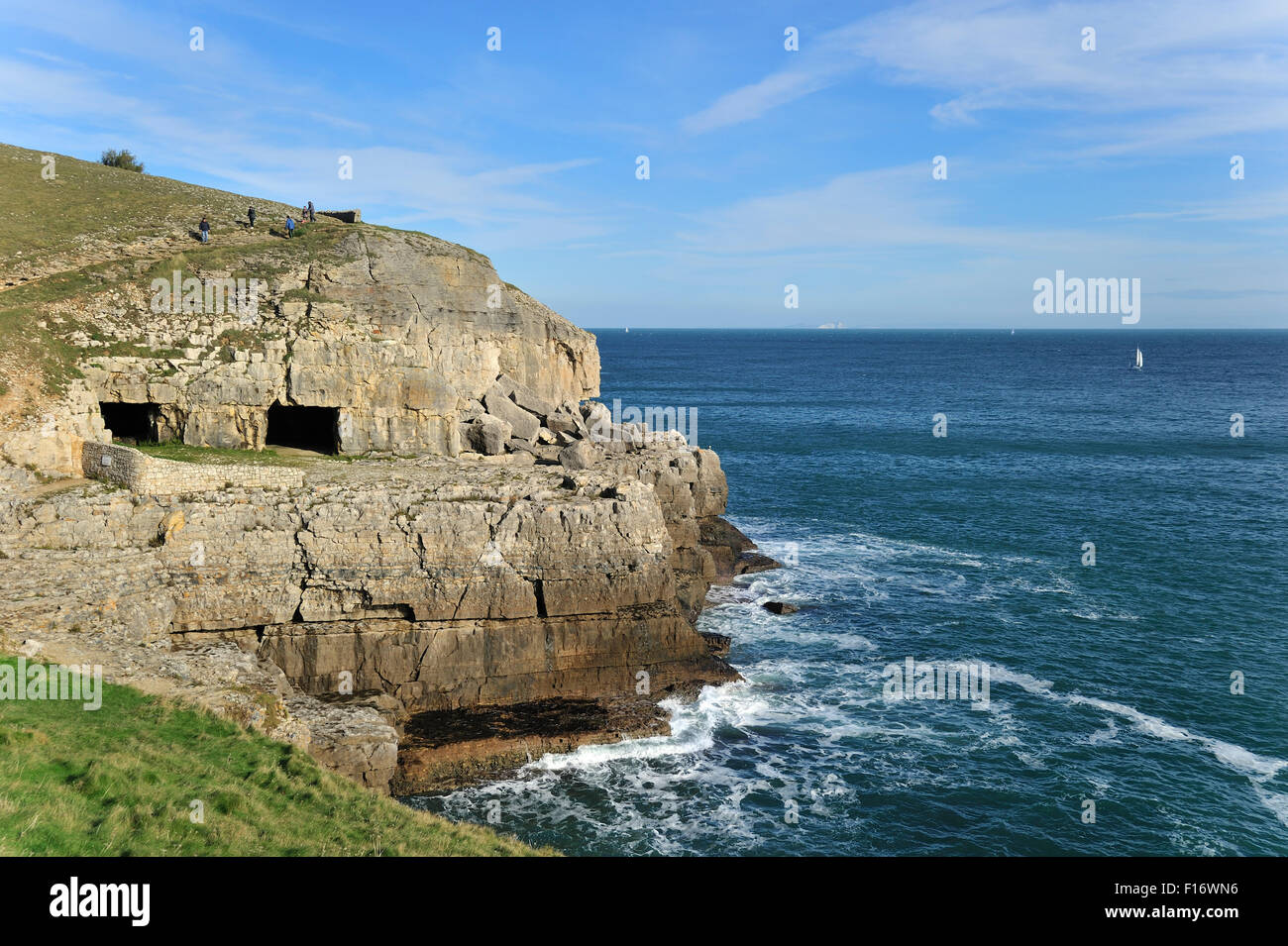 Tilly Whim quarry and caves at Anvil Point, Durlston Head on the Isle ...