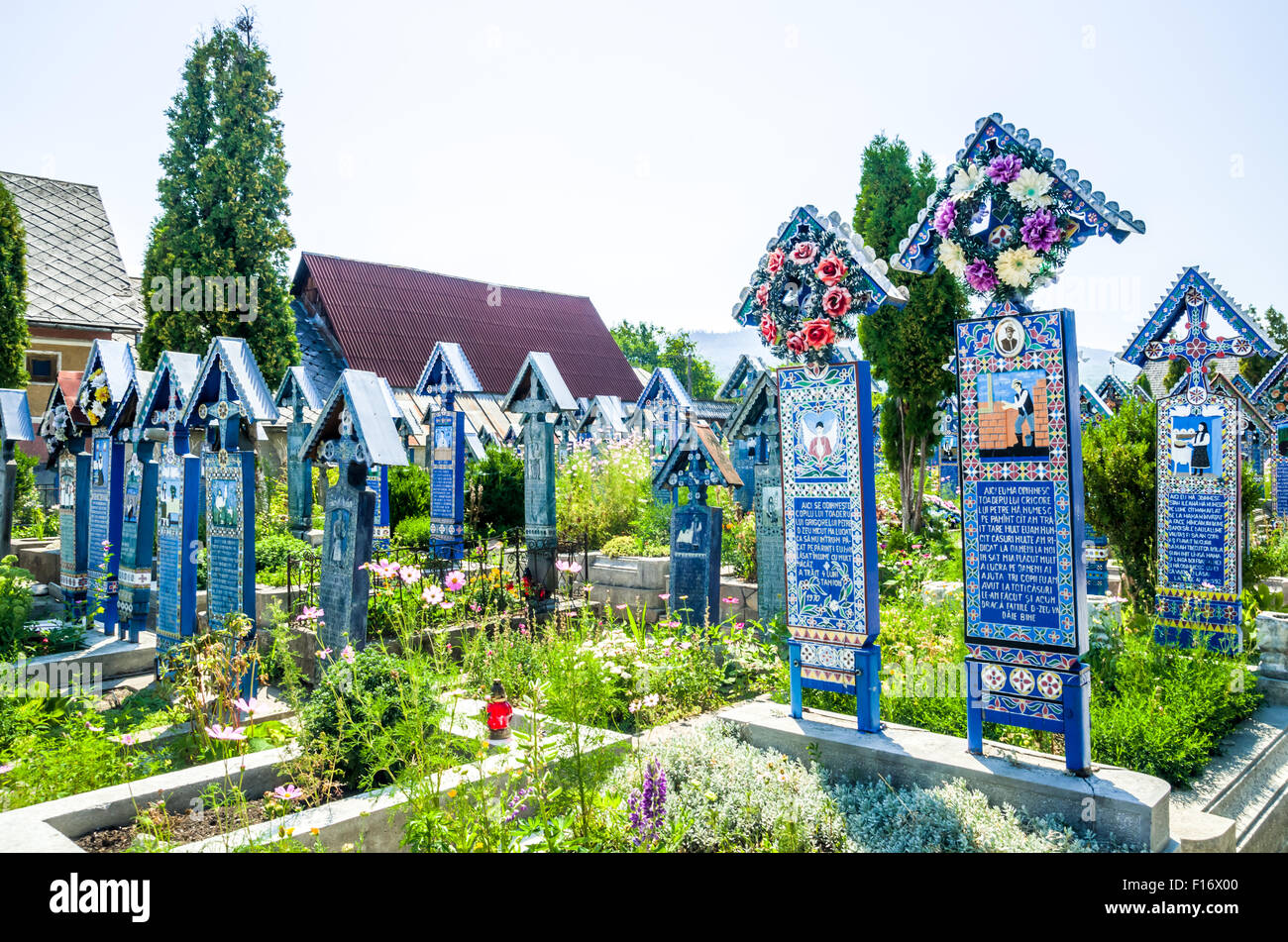SAPANTA, MARAMURES, ROMANIA - 9 AUGUST, 2015. The merry cemetery of ...