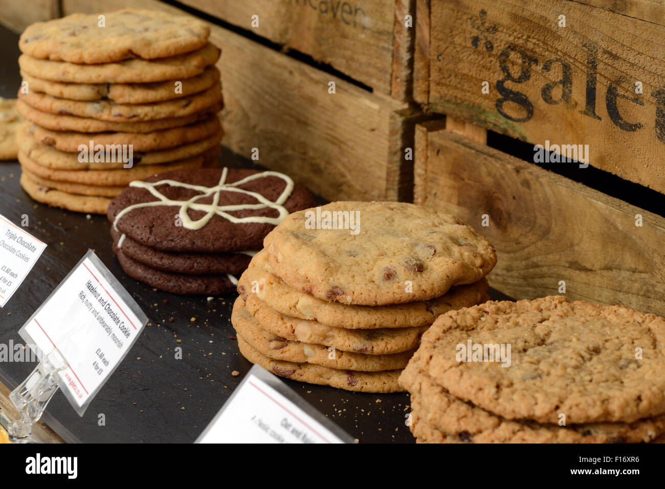Food Market stall selling large cookies Stock Photo - Alamy