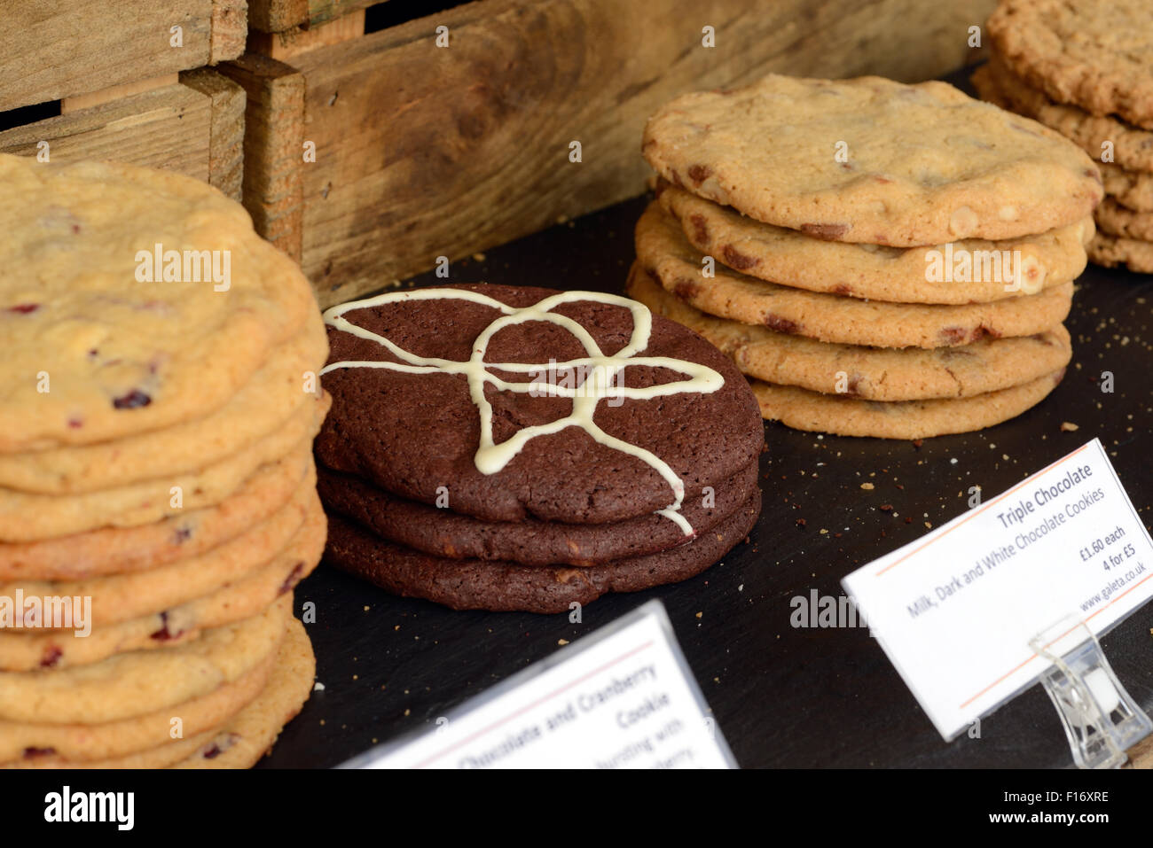 Food Market stall selling large cookies Stock Photo - Alamy