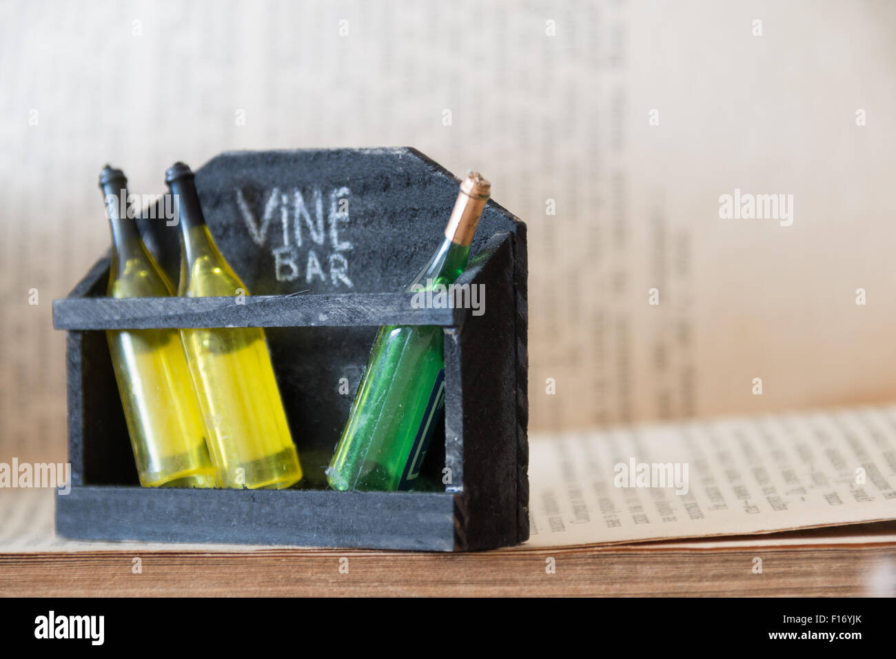 Wine Bar, written in chalk and bottles Stock Photo - Alamy