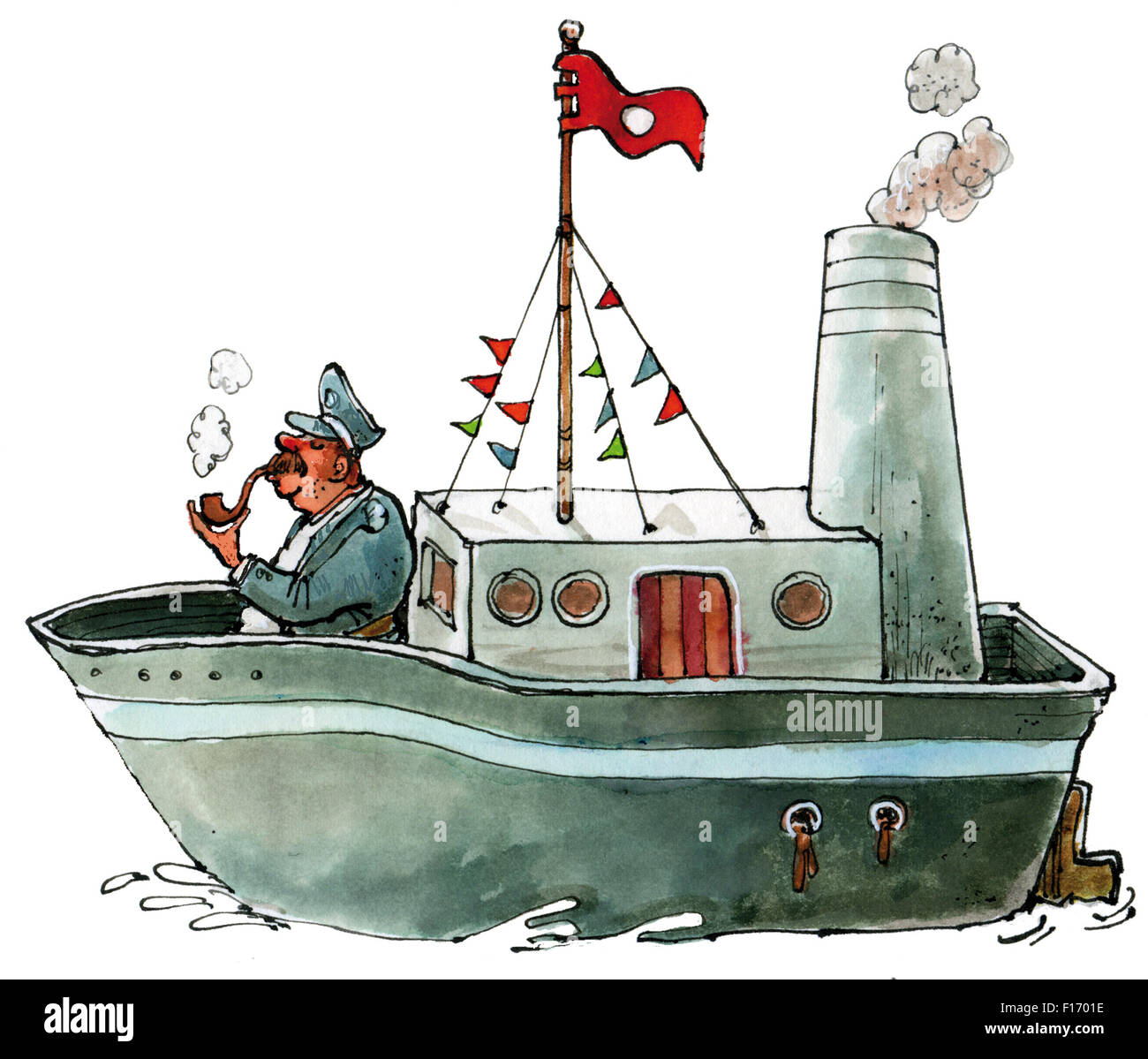 Captain smoking pipe on a boat Stock Photo - Alamy