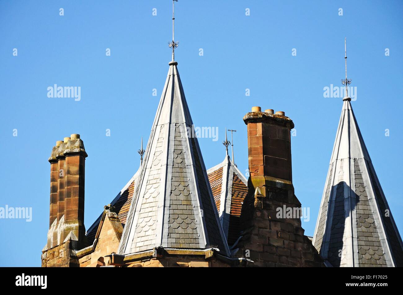 Old school building spires and chimneys at St Mary Priory Gardens ...