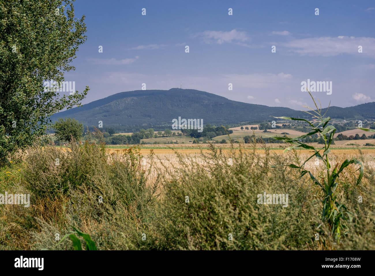 Mount Sleza after harvest Lower Silesia Poland Stock Photo - Alamy