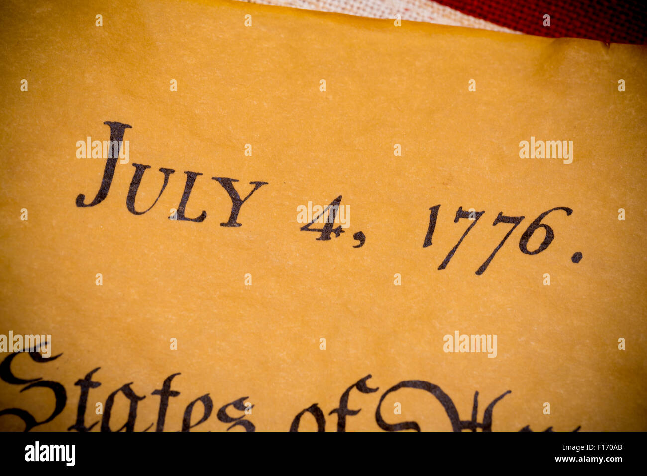 United States Declaration of Independence with vintage flag. July 4th ...