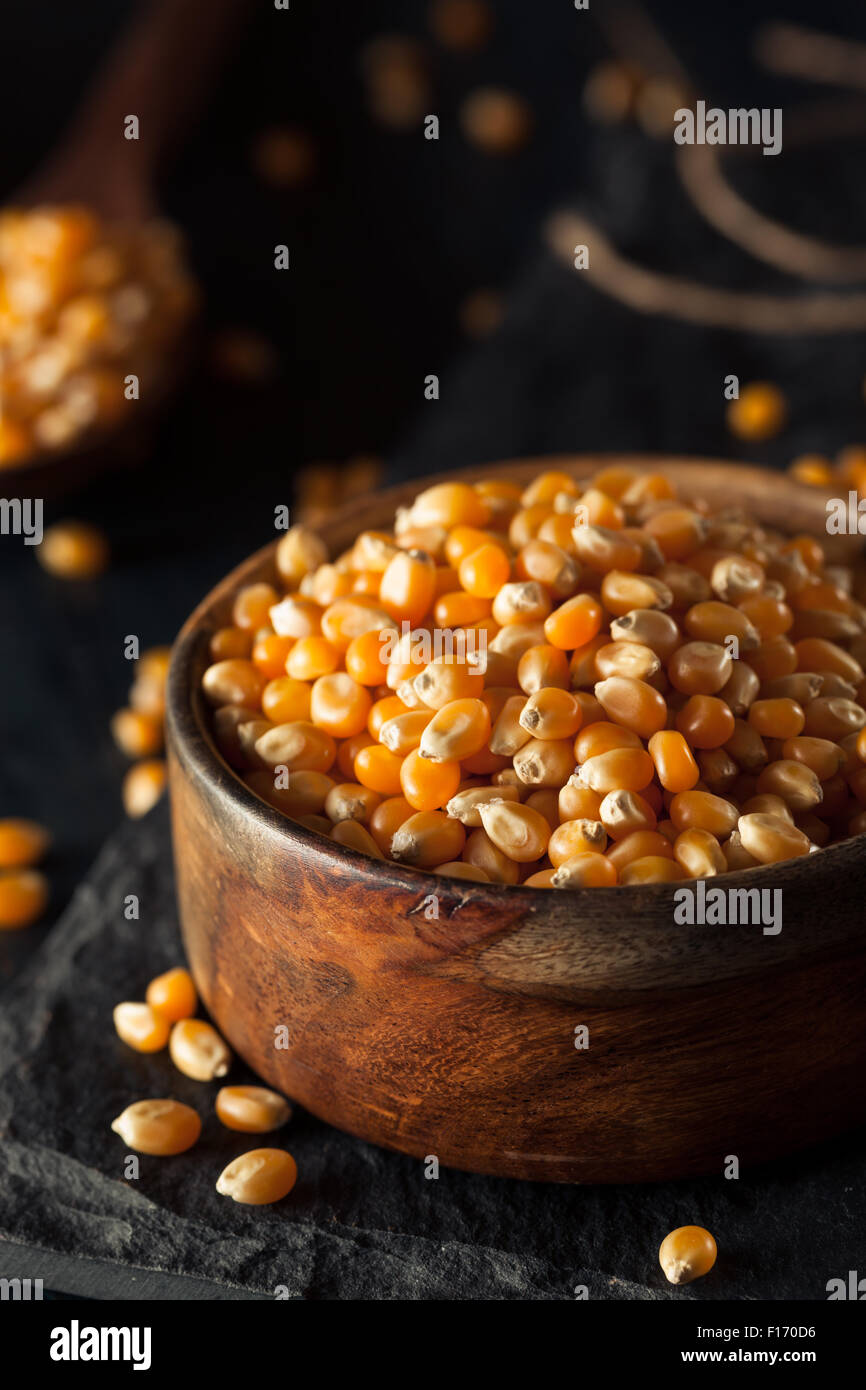 Raw Organic Yellow Popcorn in a Bowl Stock Photo - Alamy