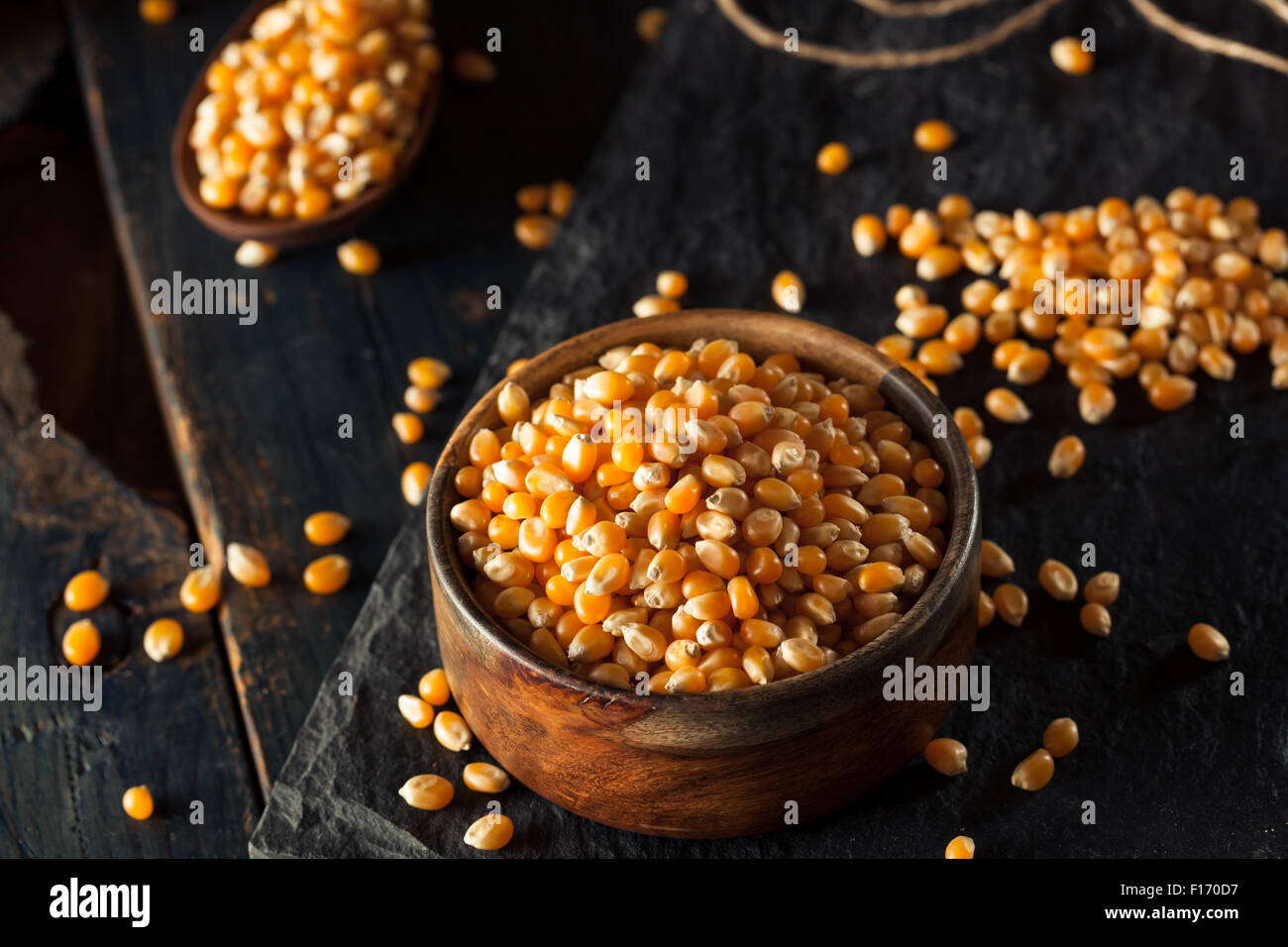 Raw Organic Yellow Popcorn in a Bowl Stock Photo - Alamy