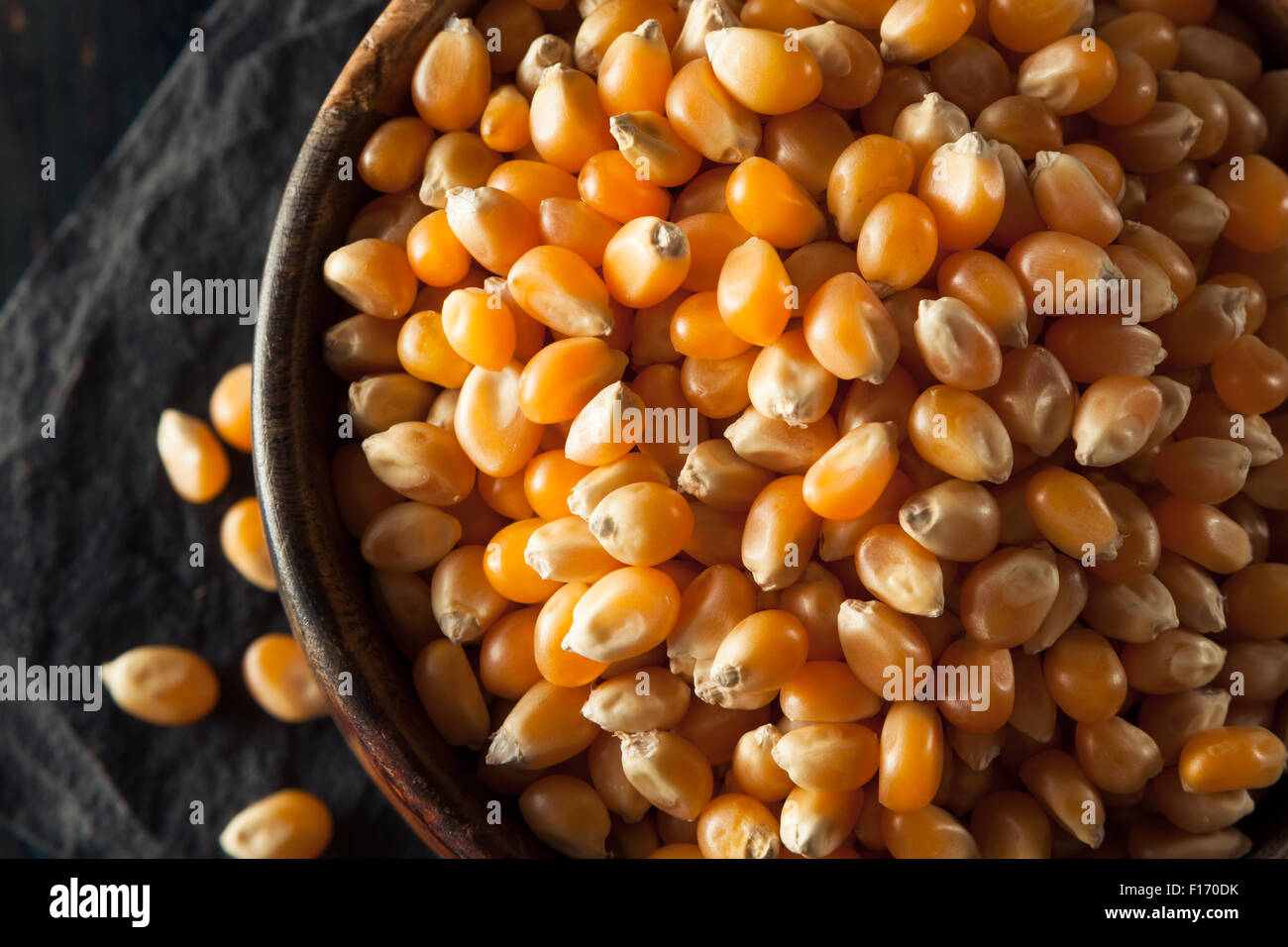Raw Organic Yellow Popcorn in a Bowl Stock Photo - Alamy