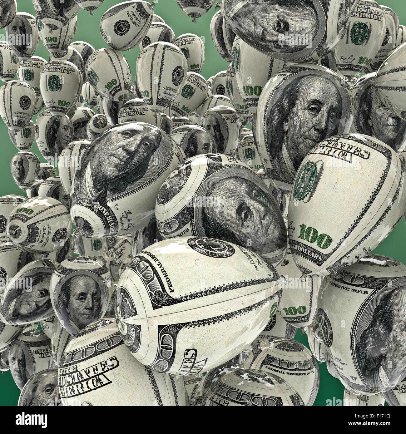 Hundred dollar balloons / 3D render of balloons decorated with hundred ...