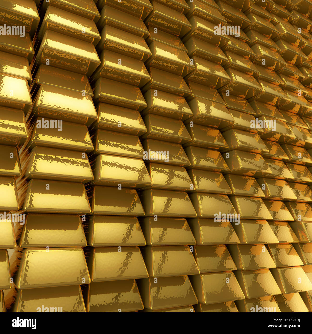 Wall of gold bars / 3D render of stacked gold bars Stock Photo - Alamy