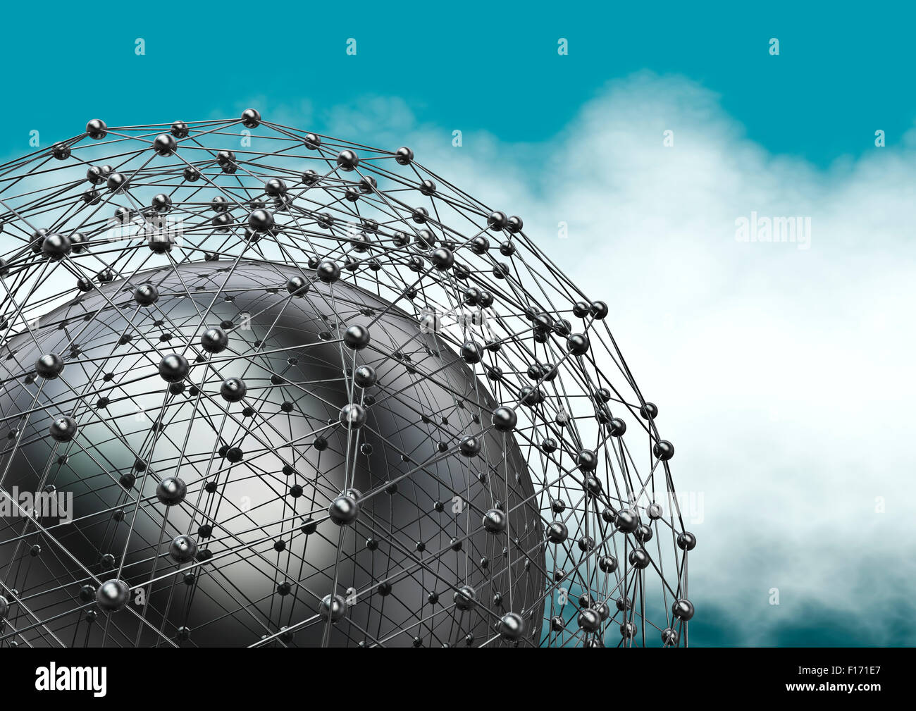 Connections / 3D render of metal connectivity and networking concept ...