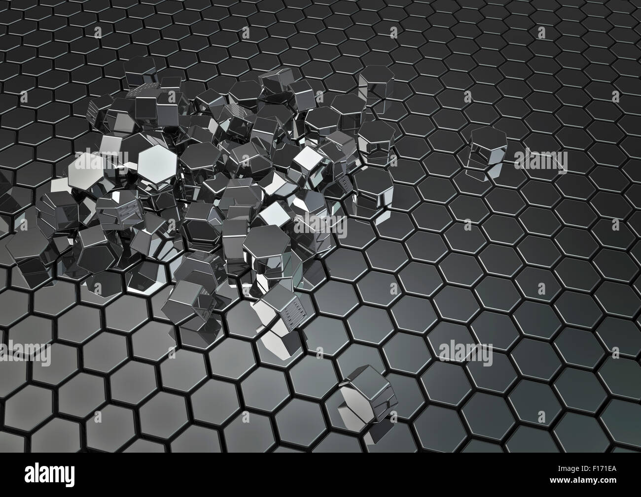 Chrome hexagons background / 3D render of metal hexagons Stock Photo ...