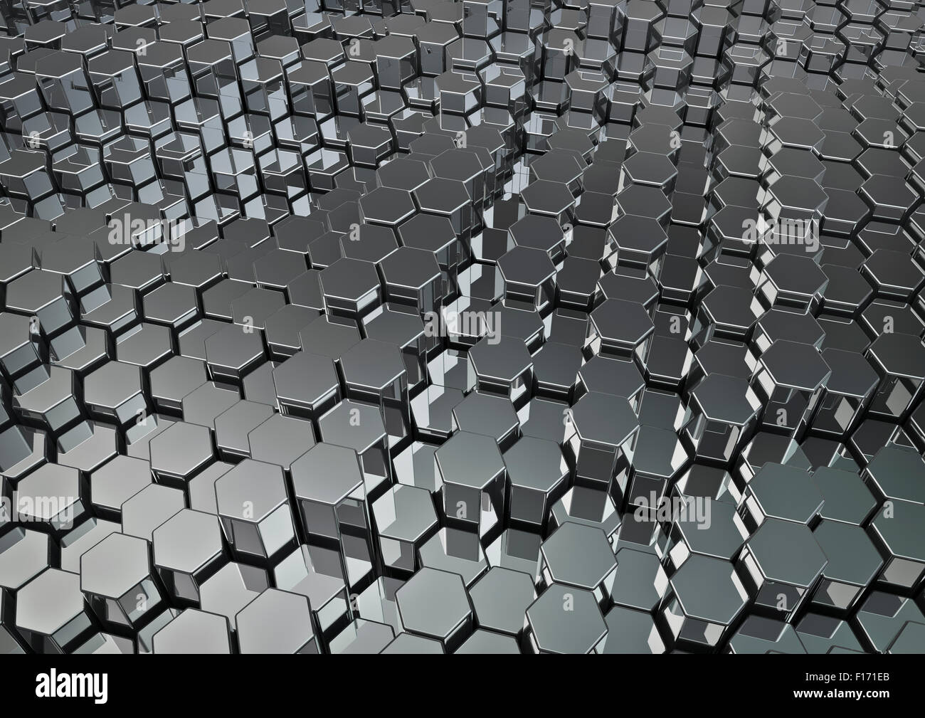 Chrome hexagons background / 3D render of metal hexagons Stock Photo ...