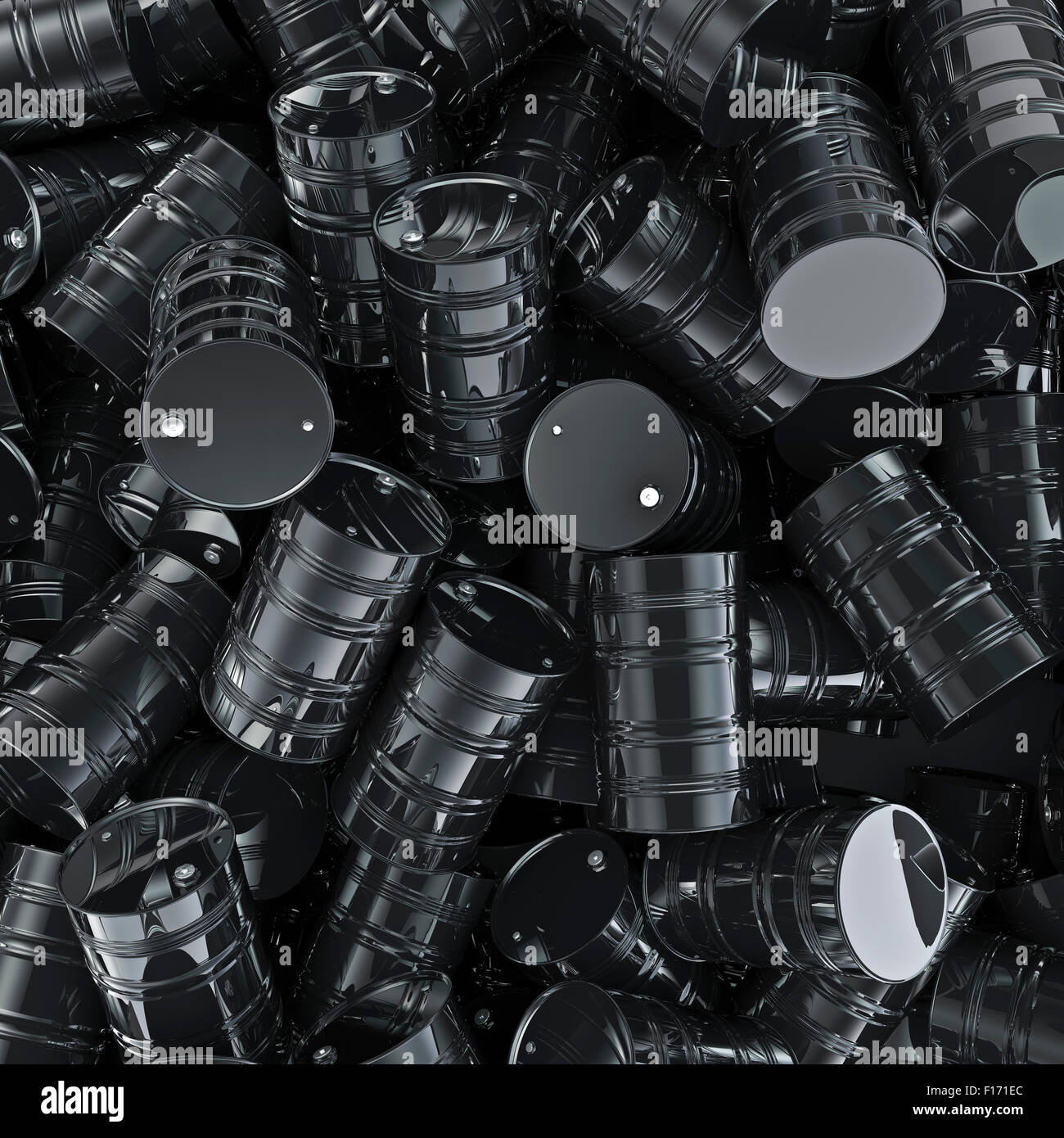 Oil drums background / 3D render of black oil drums Stock Photo - Alamy